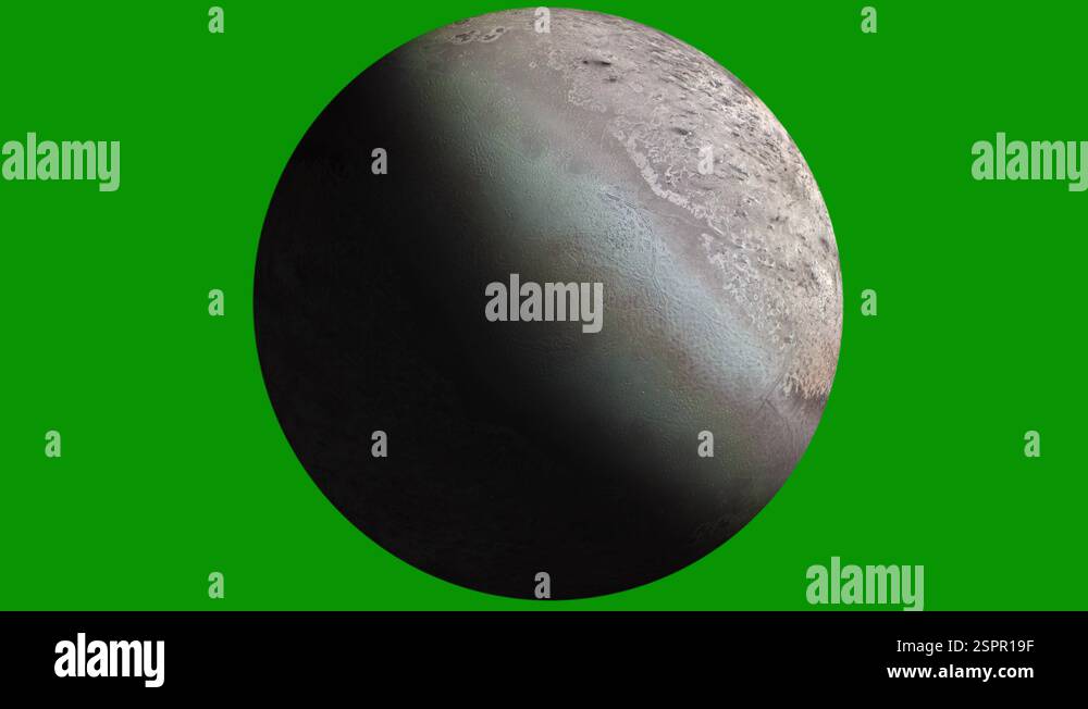 Loopable W/Alpha: Triton, Moon of Neptune, Gently Rotates Against Green ...