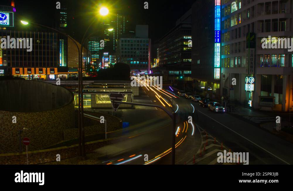Night hyper lapse 4K at shinjuku bus rotary wide shot Stock Video ...