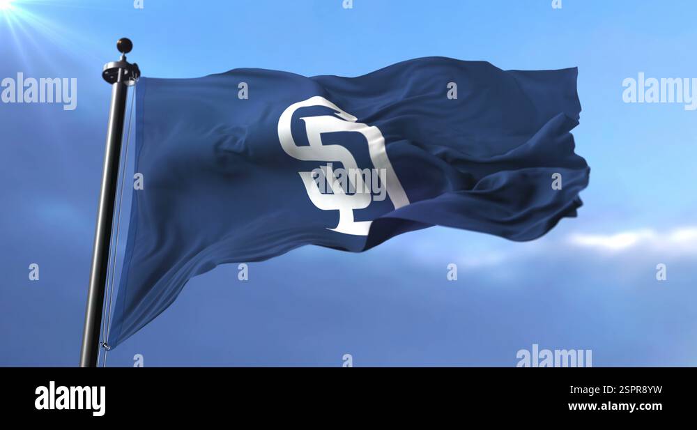 San Diego Padres team flag, american professional baseball - loop Stock ...