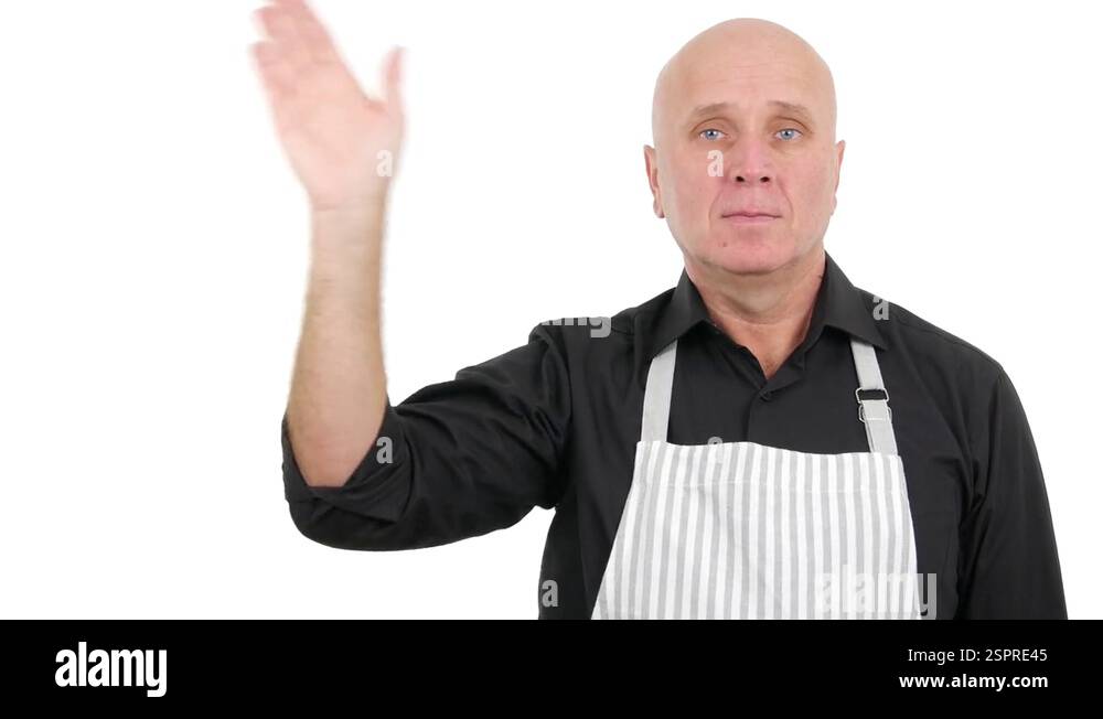 One Person Stay Serious and Make Hello Hand Gesturing Welcome and ...