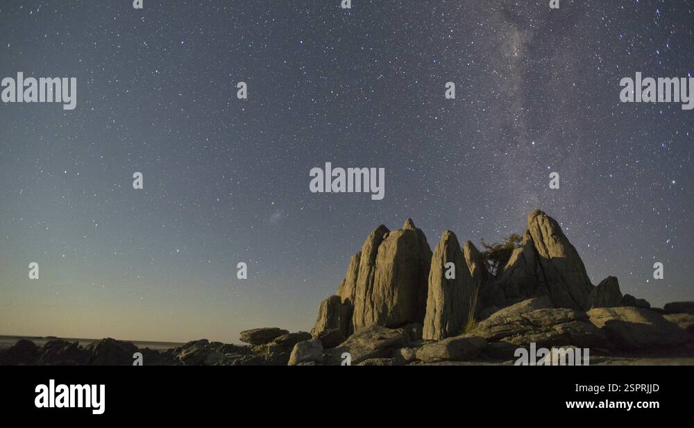 Star time-lapse with the milky way galaxy moving across the night sky ...