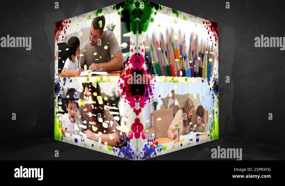 3D Animation-Cube of Familymembers doing Homework Stock Video Footage ...