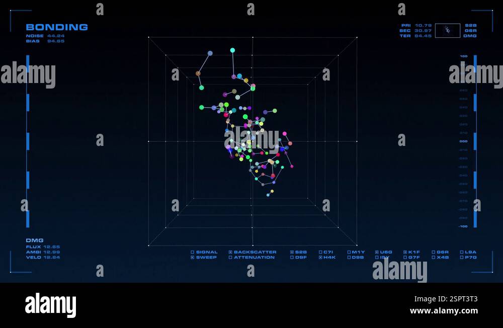 Display screen: rotating 3D nano or molecular scale substance, and related data Stock Video ...