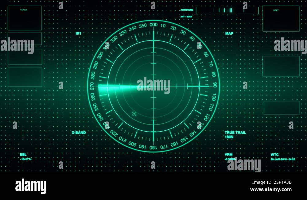 Sonar Screen For Submarines And Ships. Radar Sonar With Object On Map Stock Video Footage - Alamy