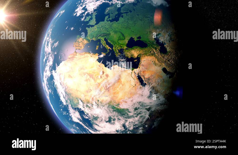 Europe with Country Borders From Space, Earth Globe View Stock Video ...