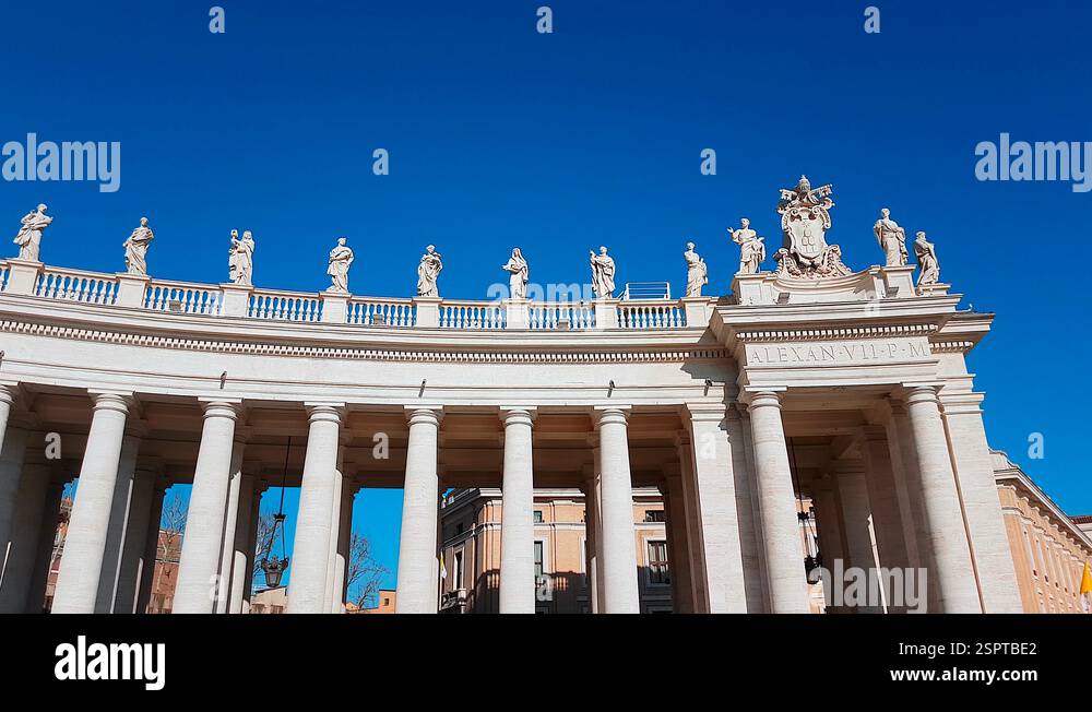 Famous Colonnade of St Peter s Basilica in Vatican Stock Video Footage ...