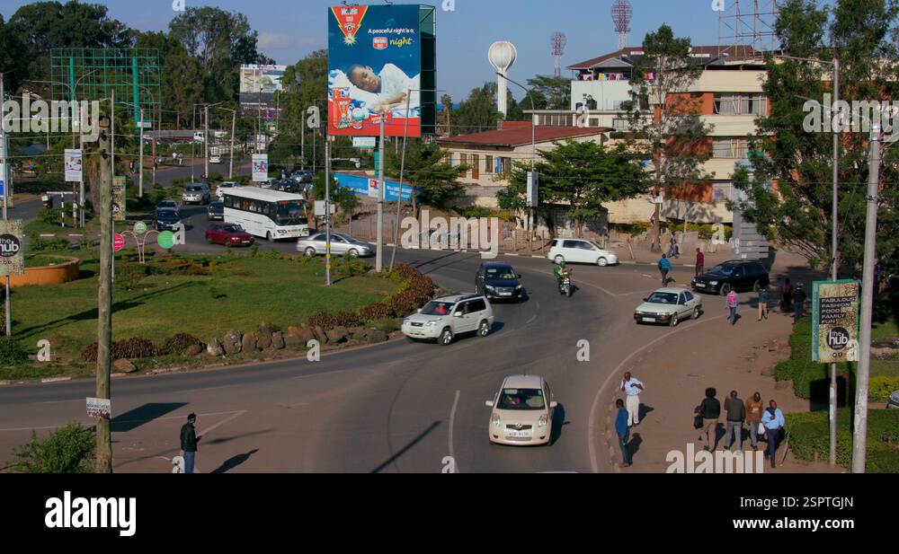 TRAFFIC PEDESTRIANS ROUNDABOUT NAIROBI KENYA Stock Video Footage - Alamy
