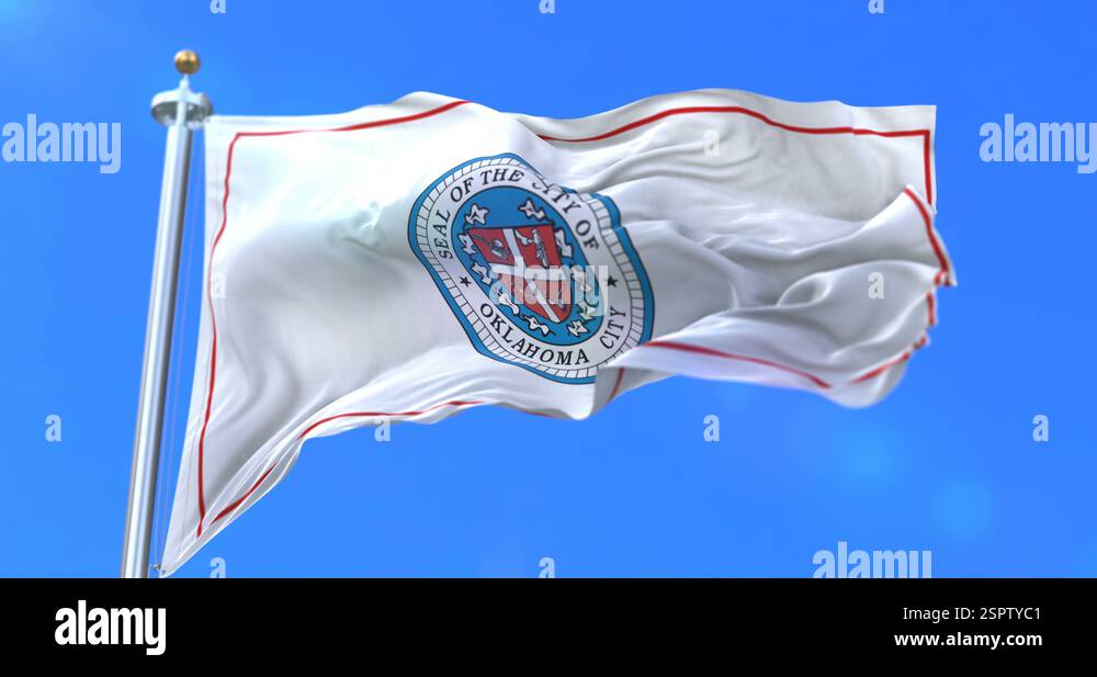 Flag of Oklahoma city, city of United States of America - loop Stock ...