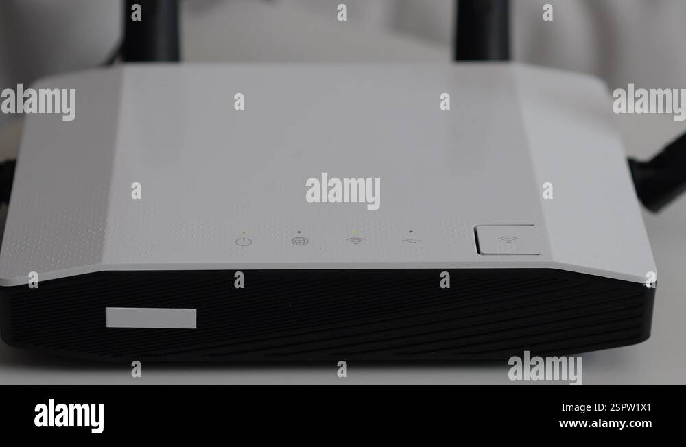 Blinking Indicators Wi-Fi Router On White Desk Stock Video Footage - Alamy