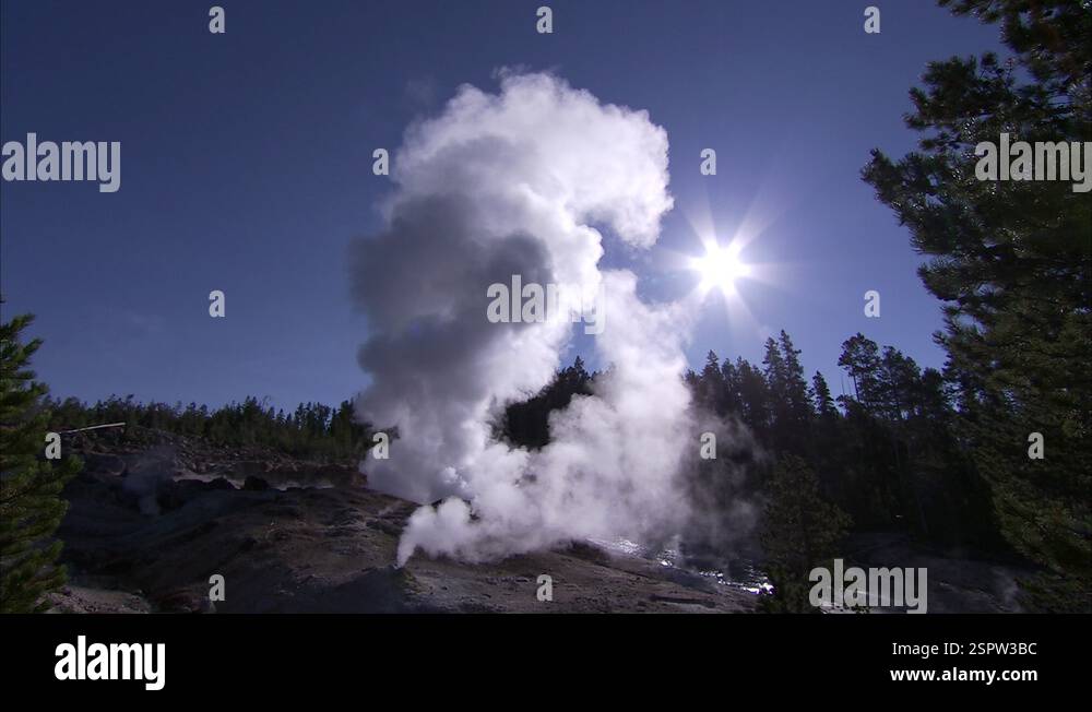 Wide shot showing large amount of smoke rising from ground in ...