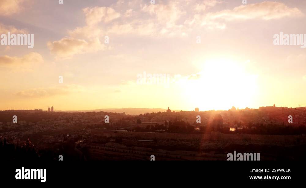 Israel Jerusalem Emek Tzurim Al-Aqsa Mosque On Temple Mount sunset ...