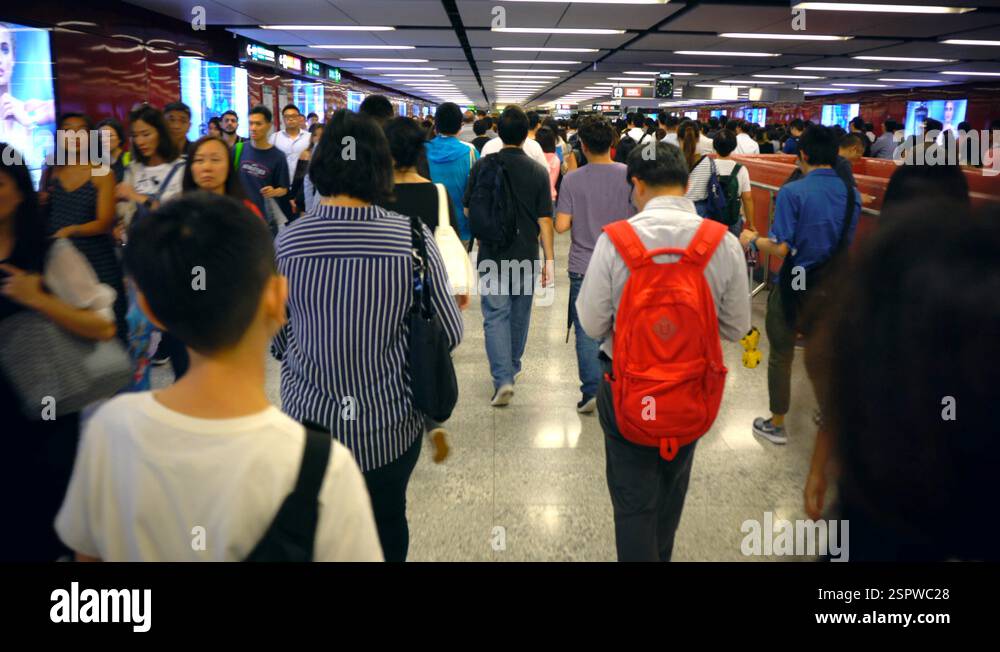 Walkthrough of Busy Hong Kong Metro Train / Subway MTR Station Stock ...