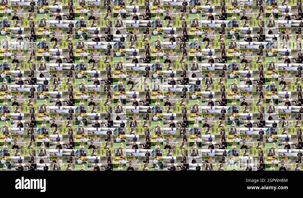 4K compilation (montage) - group of people work on devices in various ...