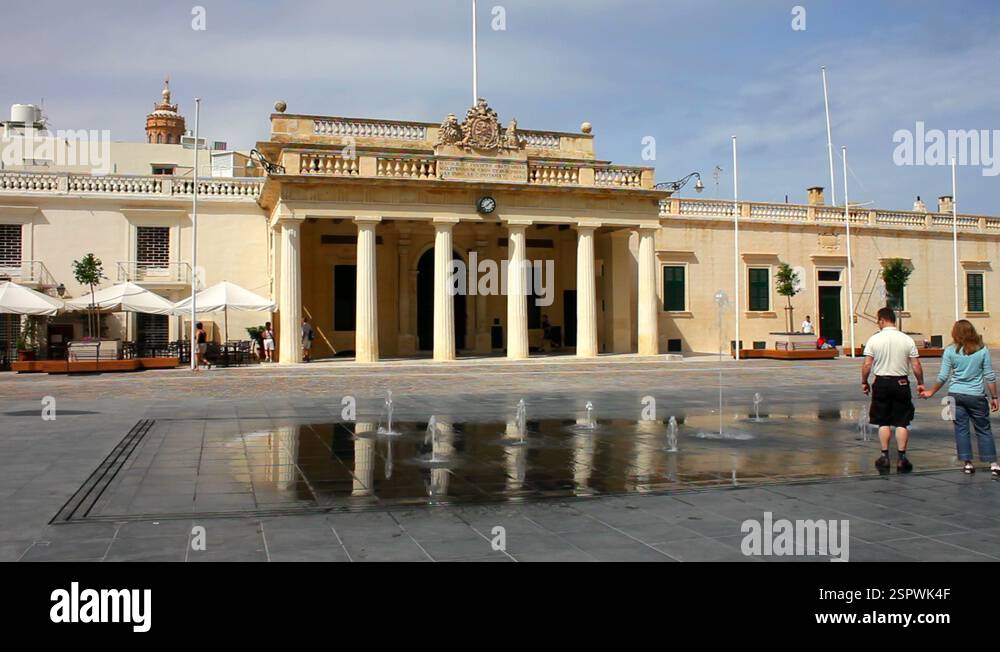 City square of Pjazza San Gorg Valetta Malta Stock Video Footage - Alamy