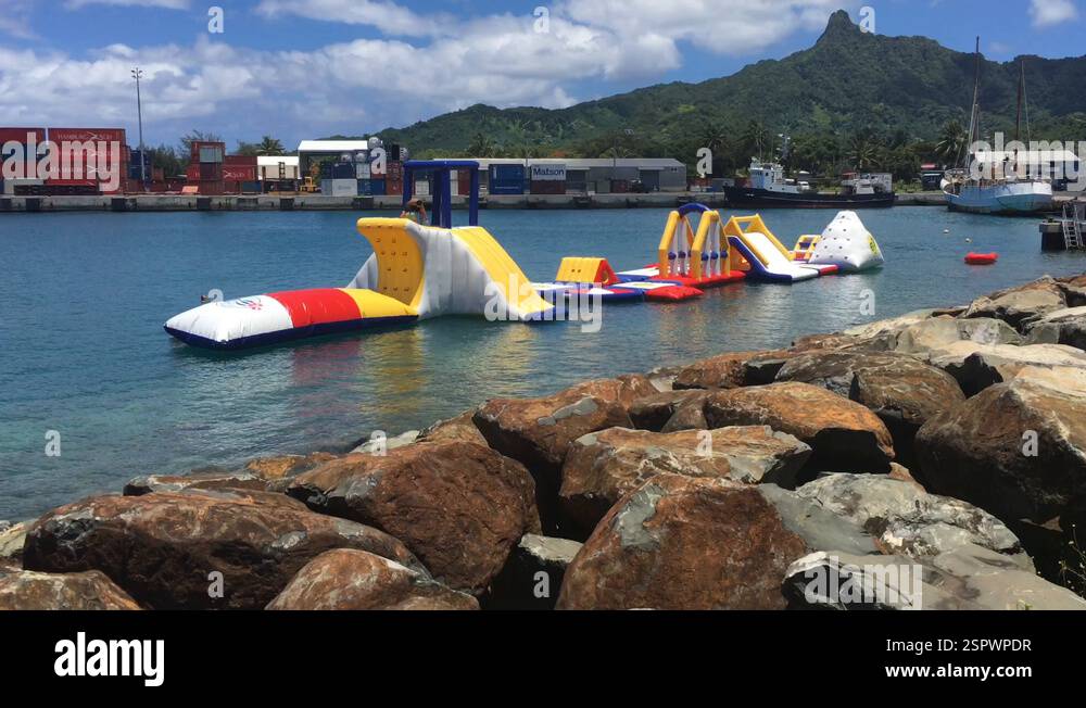 Rongohiva waterpark Avarua Rarotonga Cook Islands Stock Video Footage ...