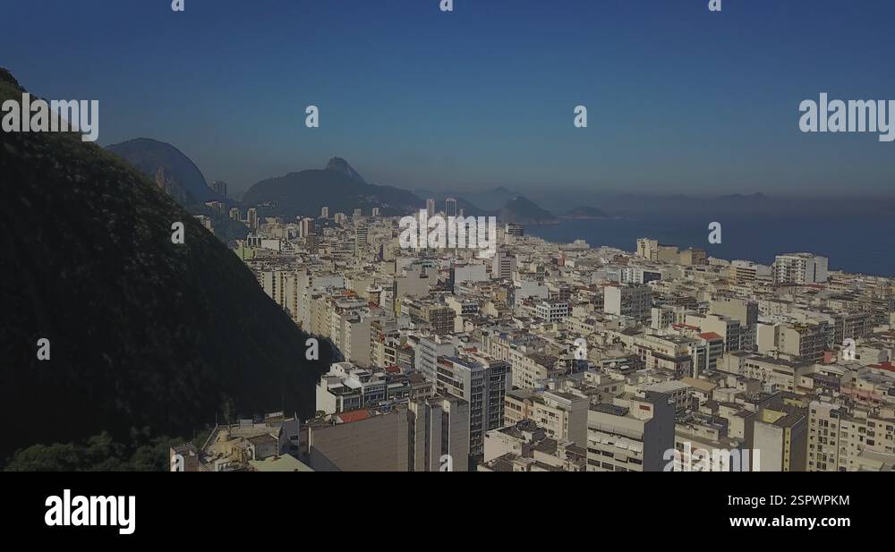 Aerial drone favela, Brazilian Rio de Janeiro a low-income urban area ...