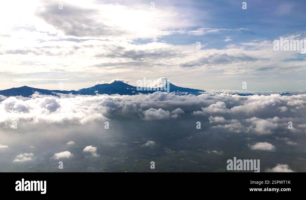Airplane flight Take-Off A Jet Plane Flying over Mexico clouds View ...