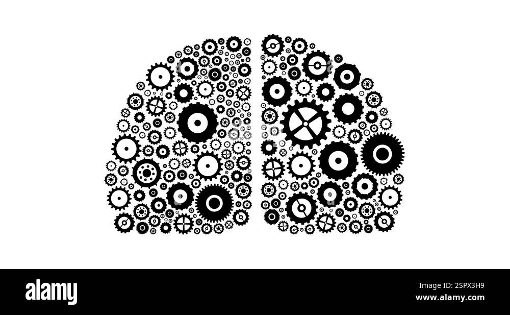 Brain Concept Of Cogs And Gears Spinning Animation Saved With Alpha ...
