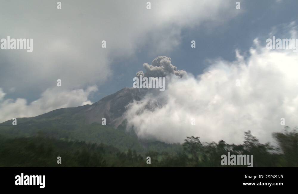 Ash Erupts From Merapi Volcano During Huge 2010 Eruption Stock Video ...