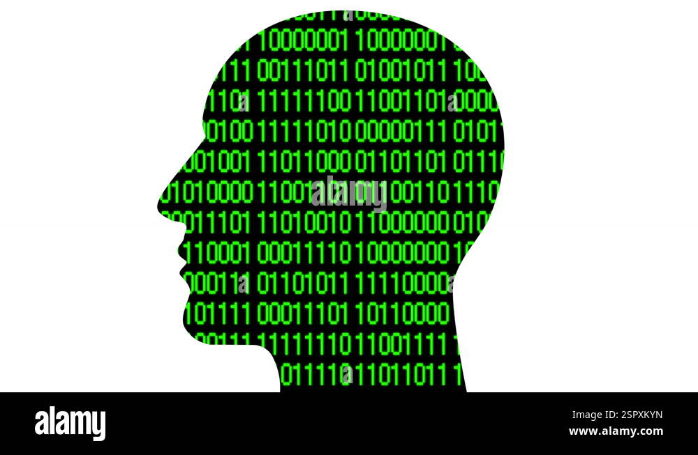 4k Brain head matrix style binary code,man thinking AI artificial intelligence Stock Video ...