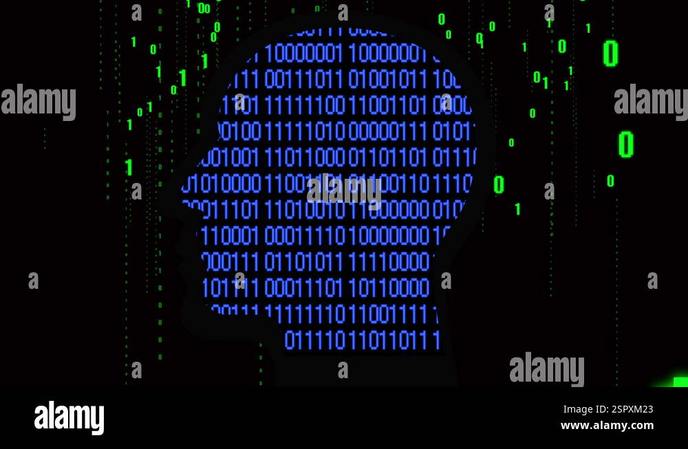4k Brain head matrix style binary code,man thinking AI artificial intelligence Stock Video ...