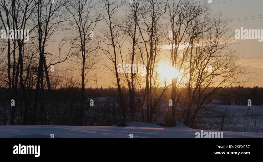 winter sunset in a deserted place outside the city Stock Video Footage ...
