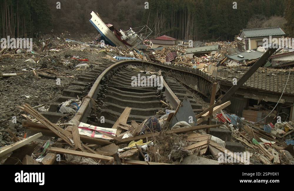 Japan Tsunami Aftermath - Destroyed And Ripped Up Railway Tracks Stock ...