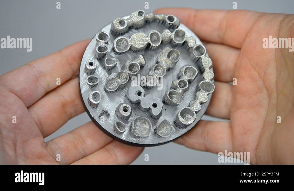 Dental crowns printed on metal 3d printer laser sintering machine Stock ...