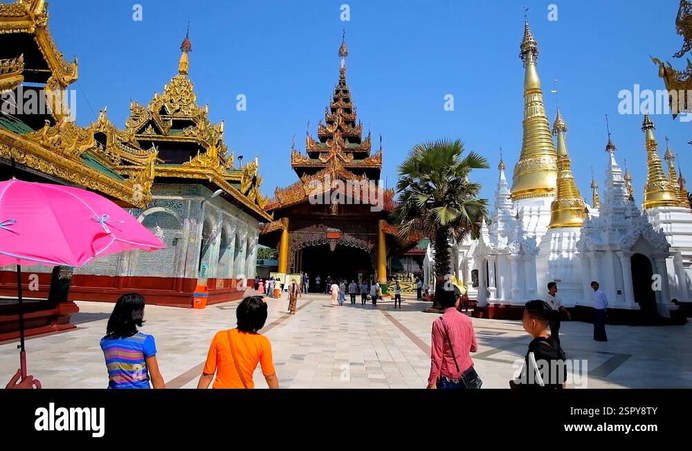 The medieval gate of Shwedagon, Yangon, Myanmar Stock Video Footage - Alamy