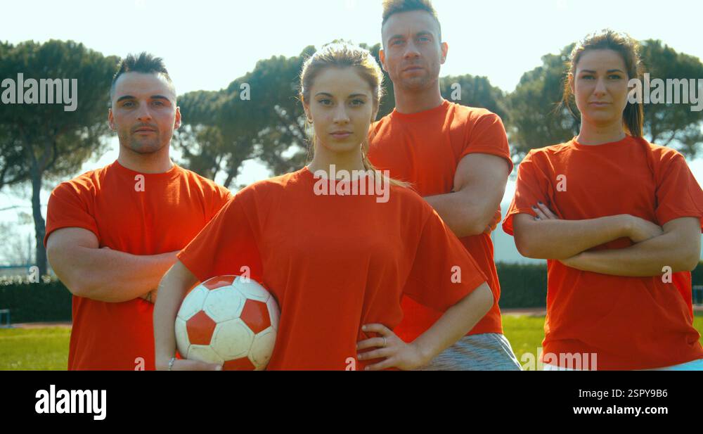 slow motion shot of mixed soccer team Stock Video Footage - Alamy