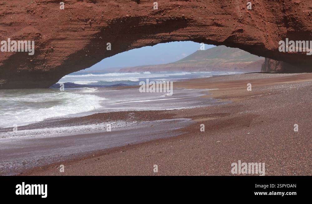 Arch on Legzira beach, Atlantic coast in Morocco Stock Video Footage ...