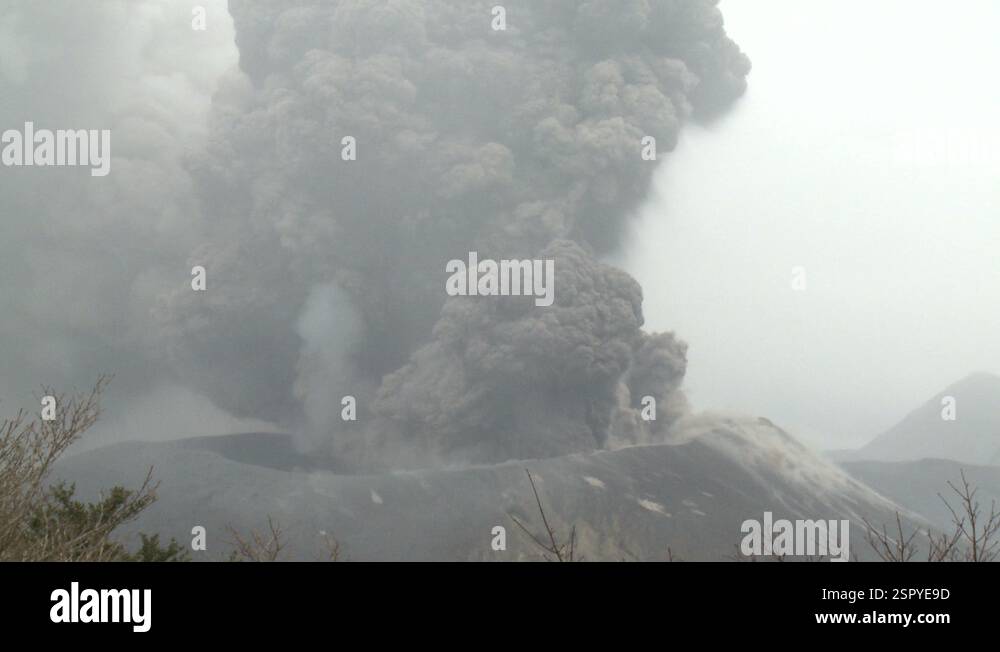 Large Explosive Volcanic Eruption At Kirishima Volcano Stock Video ...