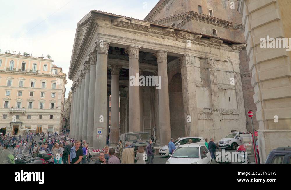 View outside the Pantheon architecture in Rome Italy Stock Video ...