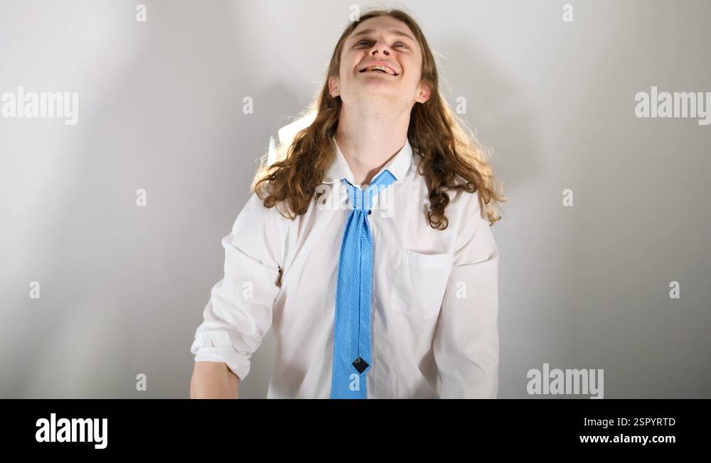 Happy man quits his job, throws documents in the air in joy, young ...
