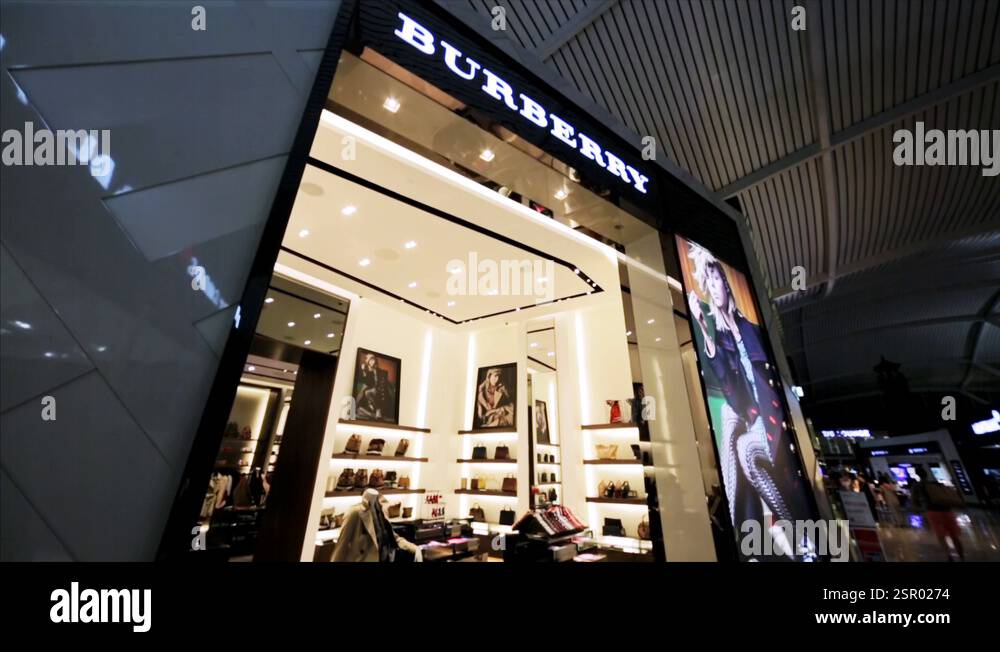 Burberry shop in Duty Free. Front view and inside view. Ngurah Rai ...
