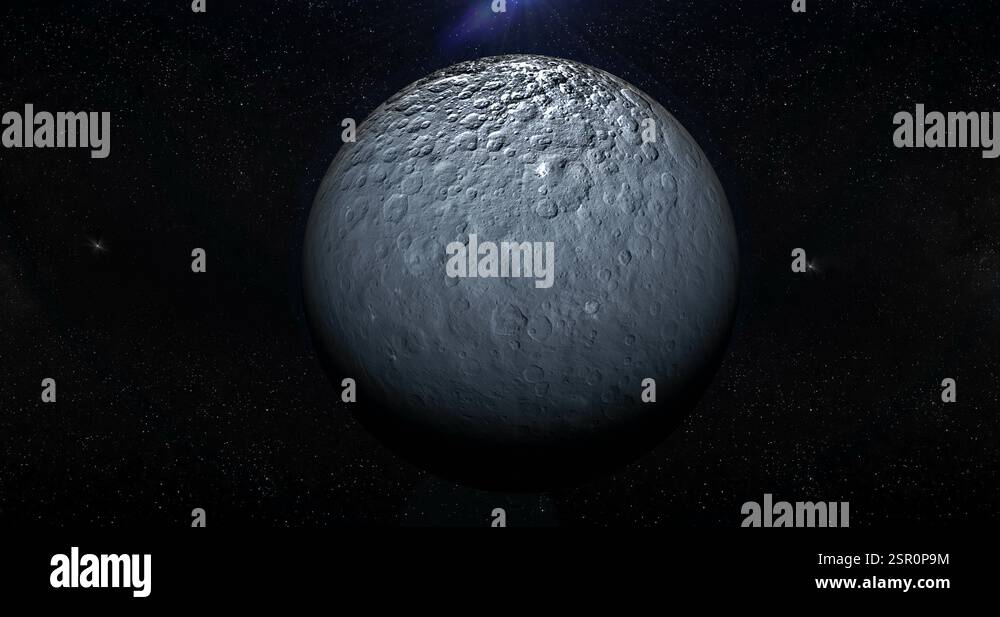 Ceres dwarf planet rotating in its own orbit in the outer space. Loop ...