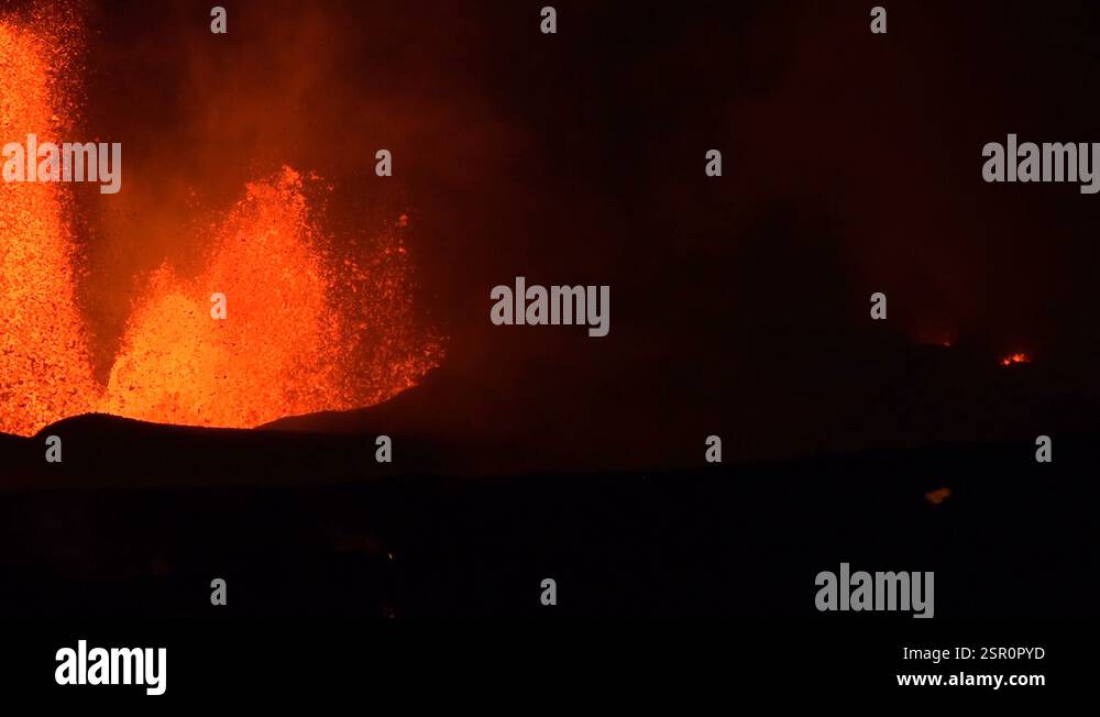 Volcanic eruption with lava fountain of volcano Kilauea on Hawaii Stock ...
