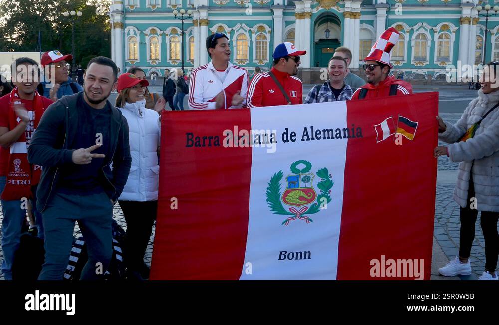 Peruvian happy football fans chanting in the street for their national ...
