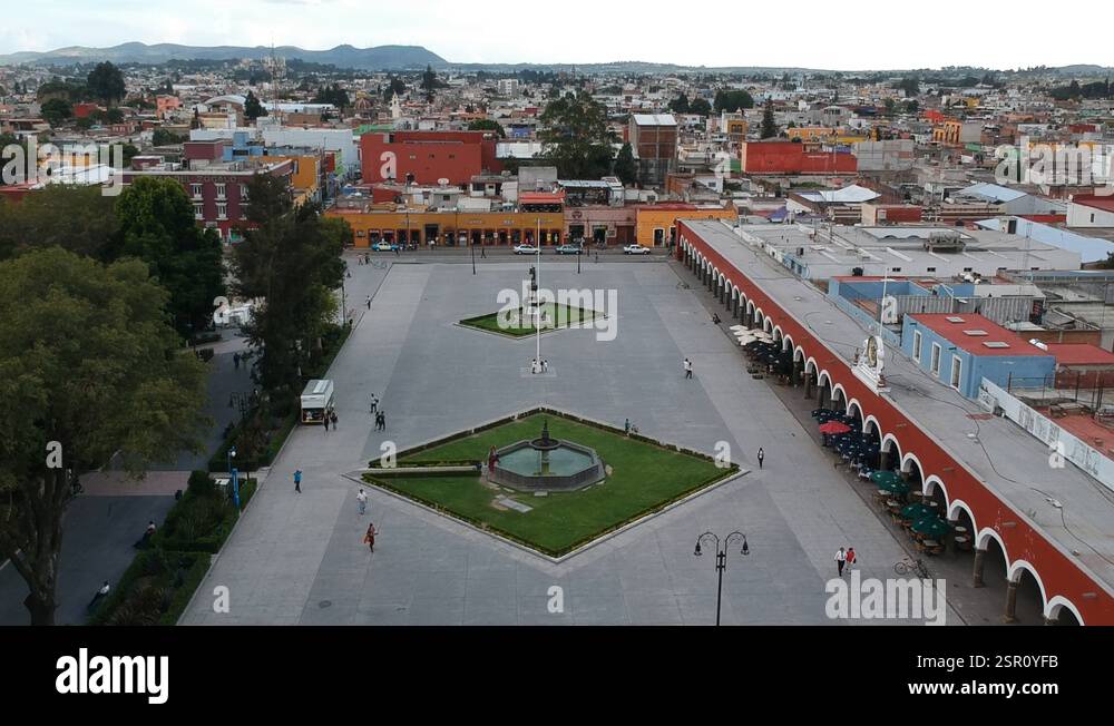 Cholula Mexico Cathedral on top of Pyramid Ruins Puebla Aerial Footage ...
