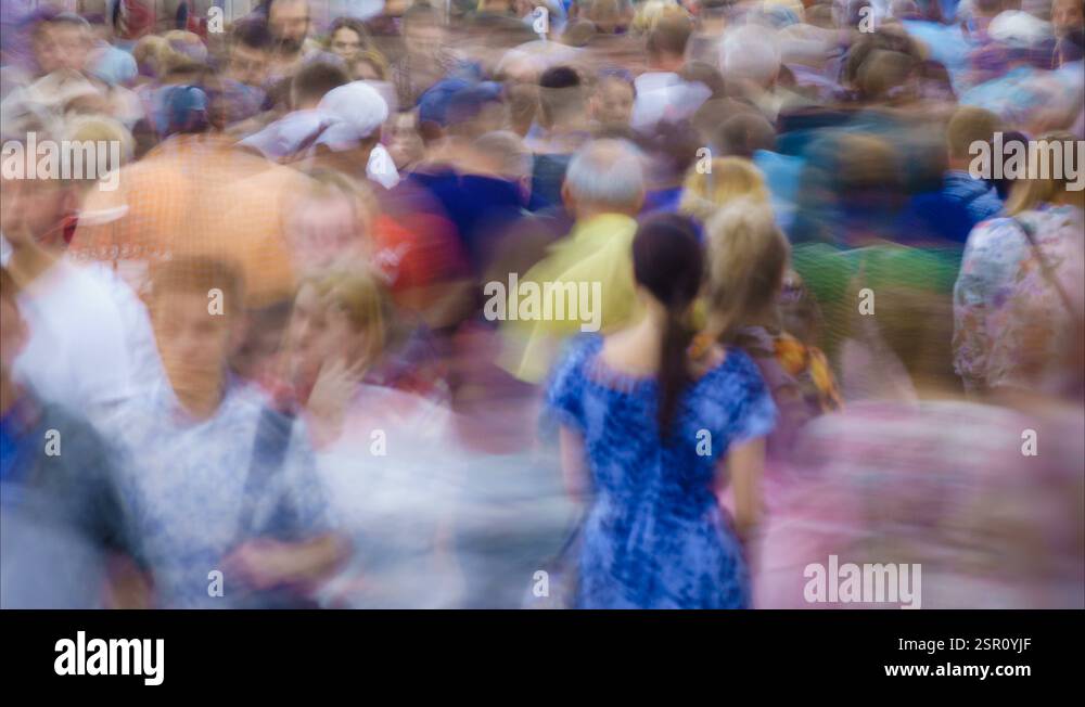 Crowd of blurry people moving on the station. Time lapse. Zoom out effect Stock Video Footage ...