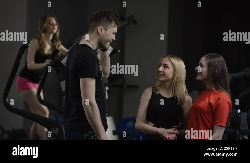 coach comes to greeting to nice girls in new gym and ask about them ...