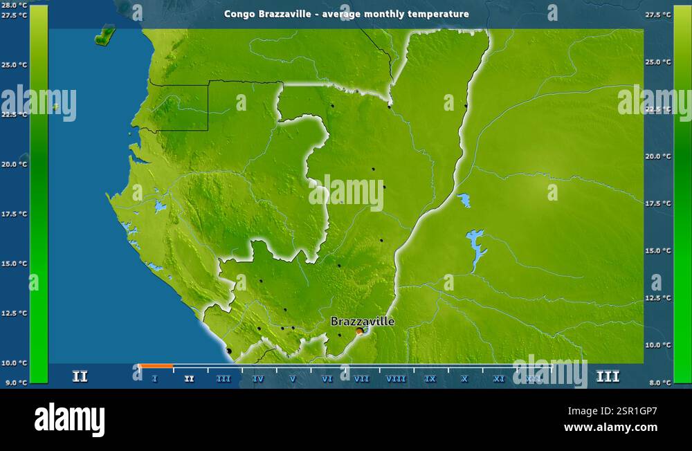 Congo Brazzaville - average temperature, English labels Stock Video ...