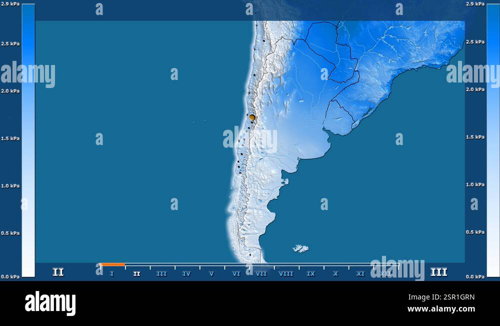 Chile - water vapor pressure, borders and cities Stock Video Footage ...
