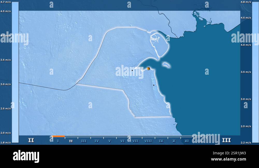 Kuwait - wind speed, borders and cities Stock Video Footage - Alamy