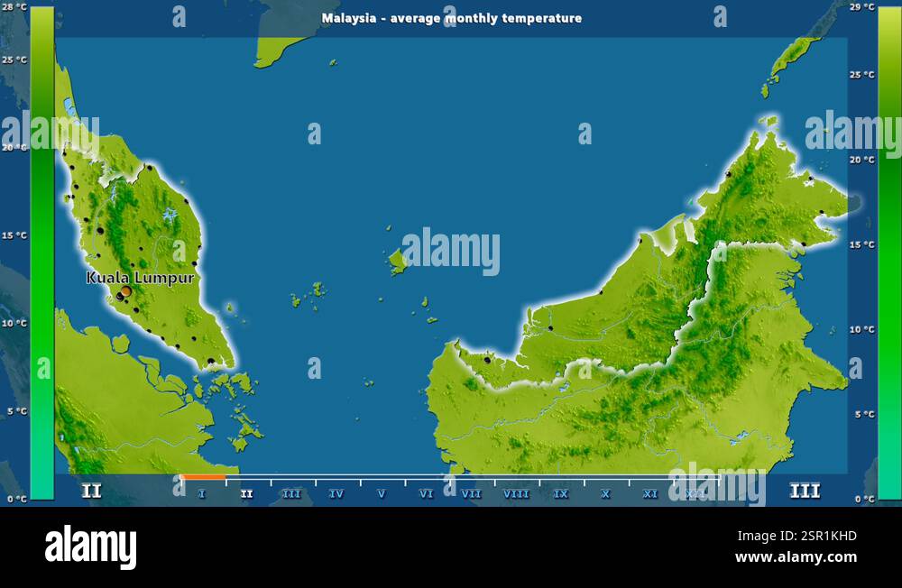 Malaysia - average temperature, English labels Stock Video Footage - Alamy