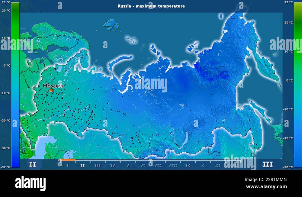 Russia - maximum temperature, English labels Stock Video Footage - Alamy