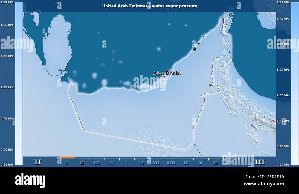 United Arab Emirates - water vapor pressure, English labels Stock Video ...