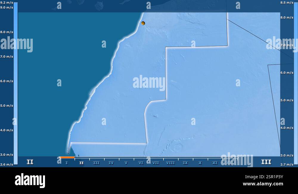 Western Sahara - wind speed, borders and cities Stock Video Footage - Alamy