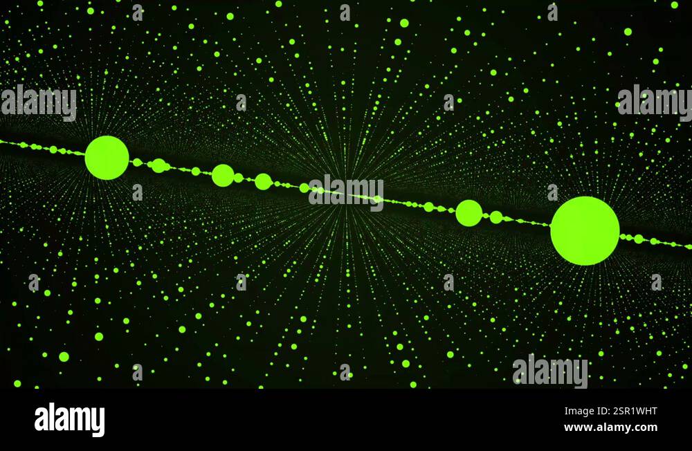 Dots on a grid surface moving and twisting from order to chaos. Dots ...