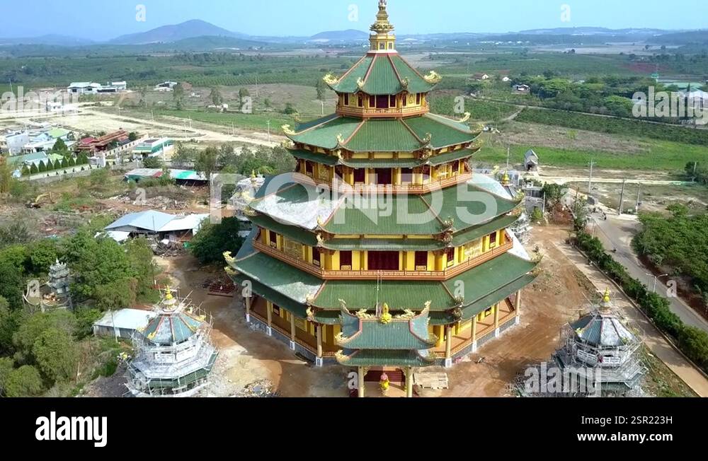 upper view huge multi storey temple under construction Stock Video ...